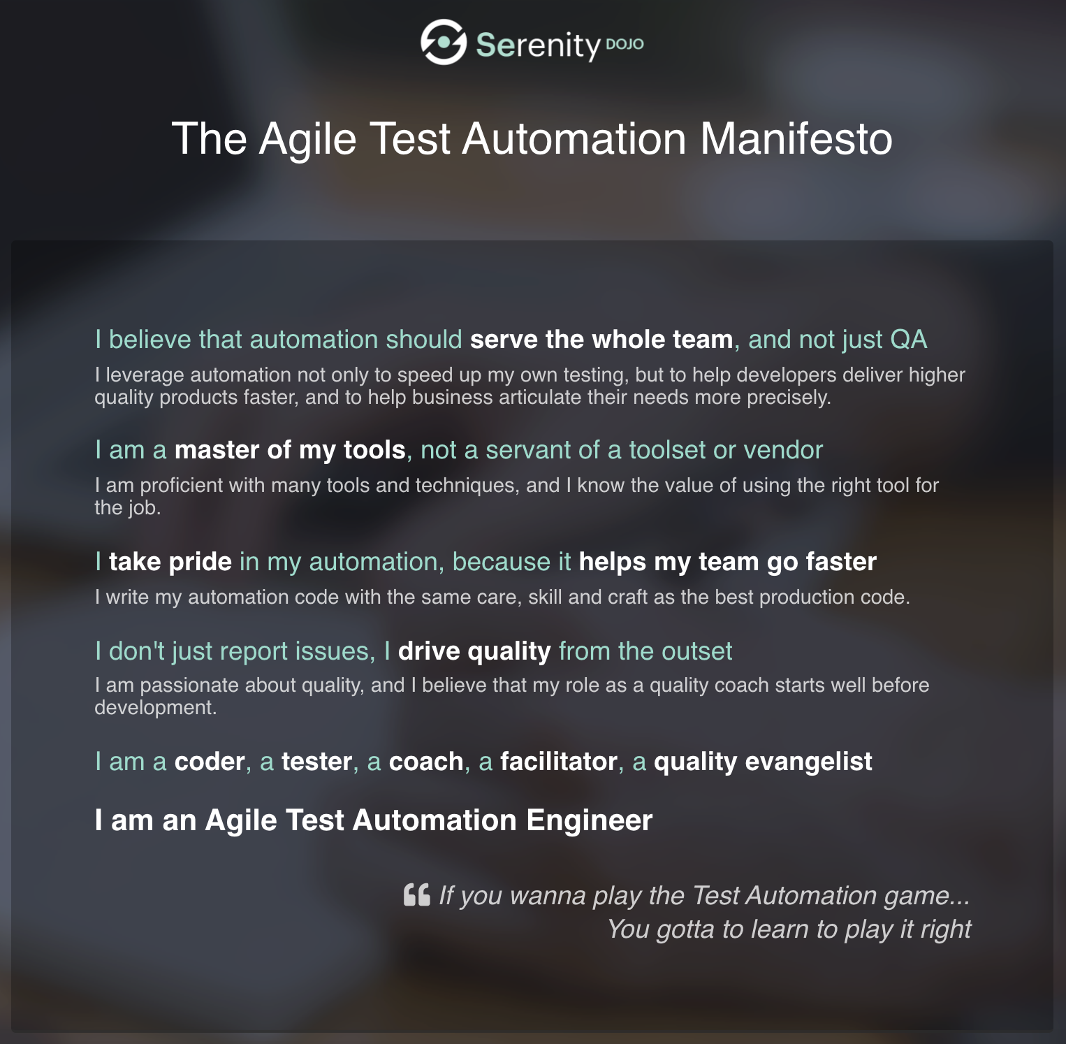 An Agile Test Automation Manifesto An Agile Test Automation Manifesto